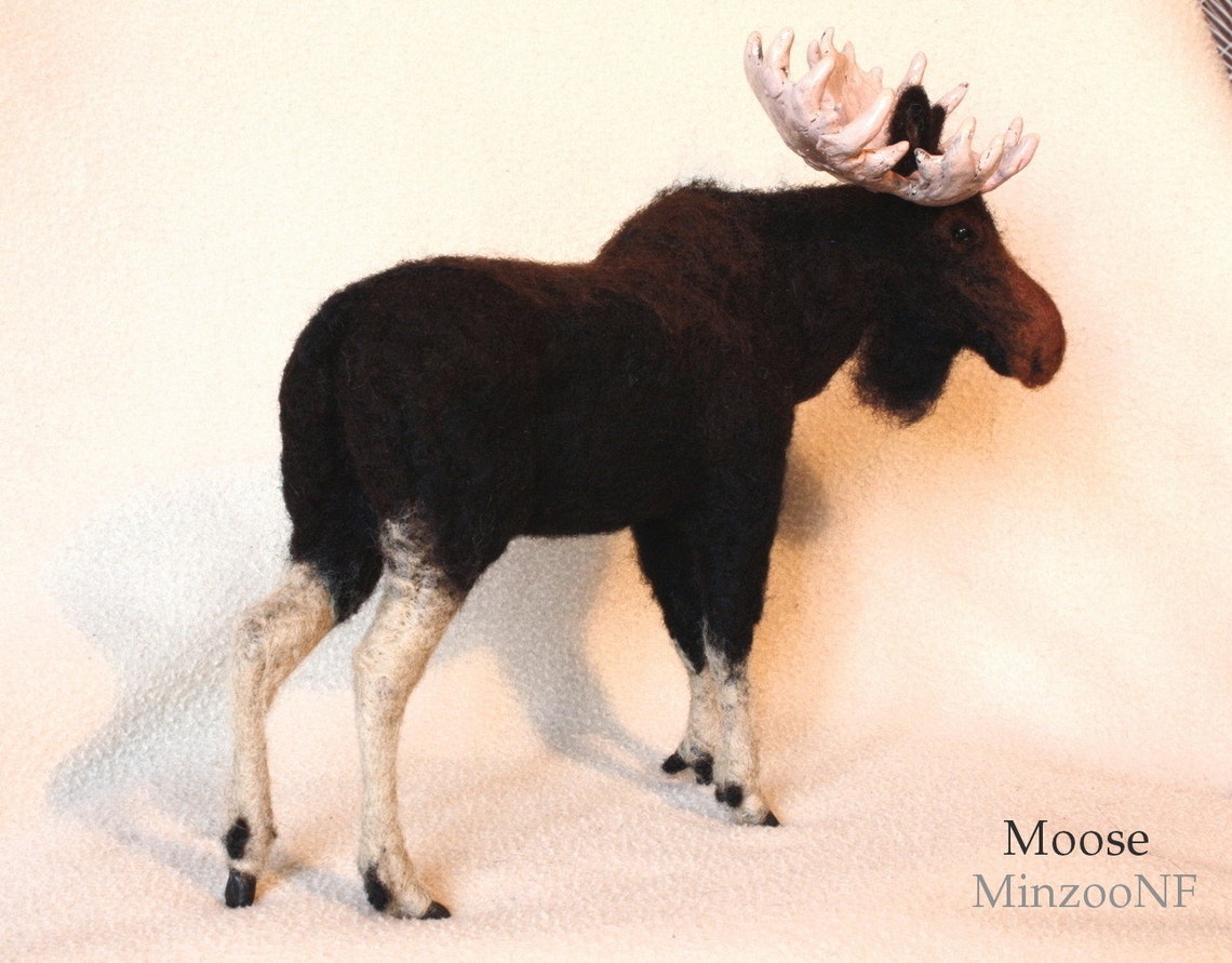 Needle Felted Moose Needle Felting Animal Moose Soft Doll - Etsy Canada