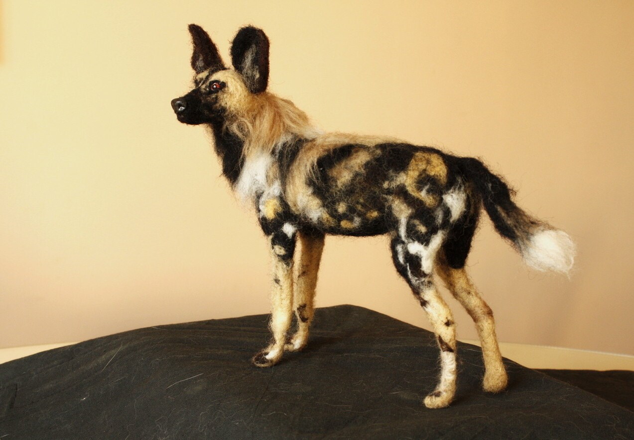 Needle Felting African Wild Dog Lycaon Needle Felted Dog - Etsy