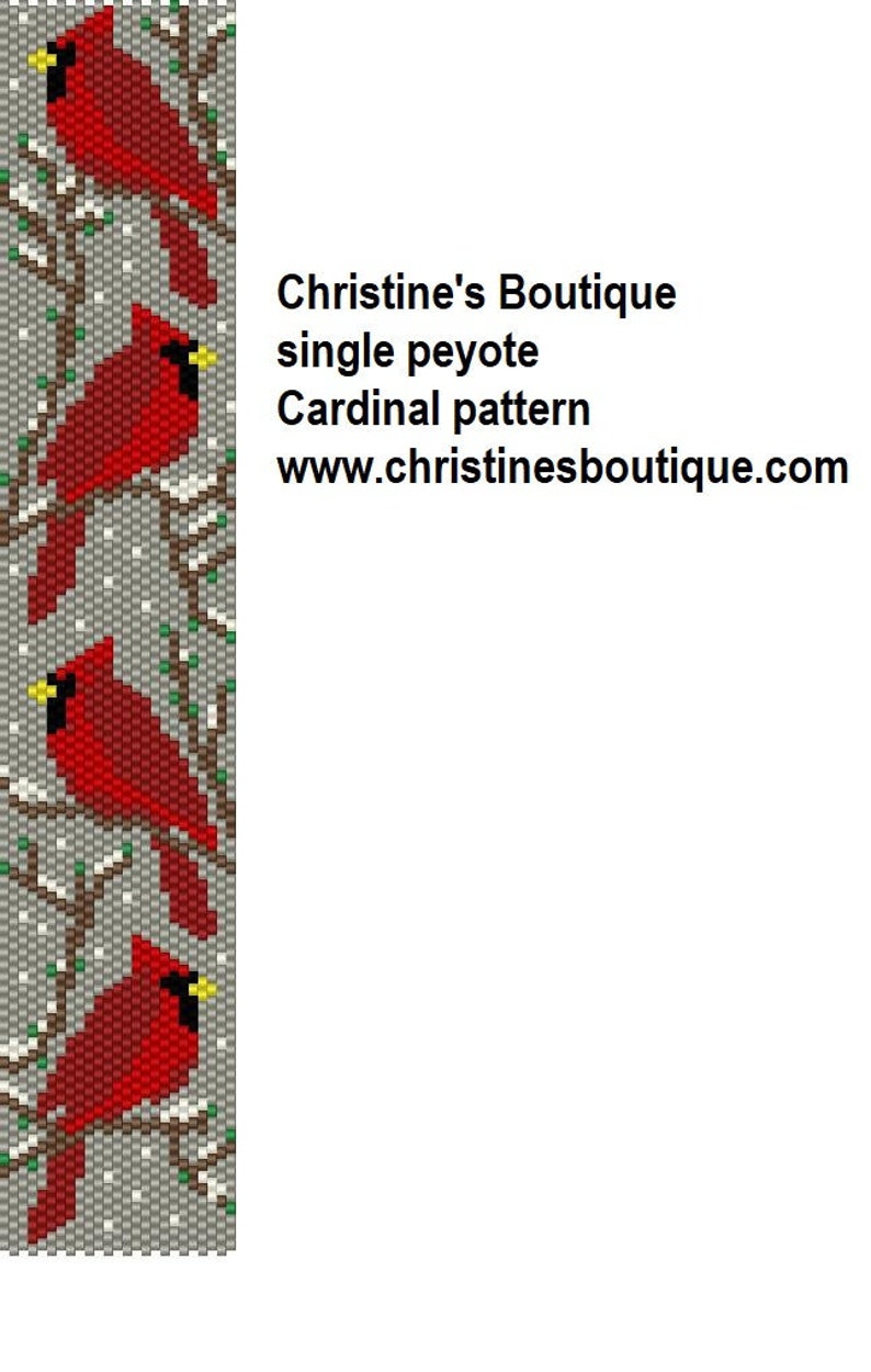Single Peyote Stitch Cardinal Bird Bracelet Downloadable - Etsy