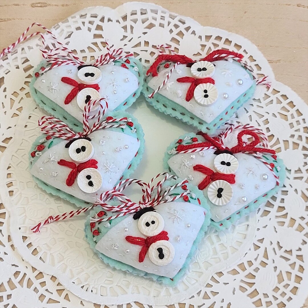 Handmade Snowman Hearts Button Snowmen Ornaments Gift Present - Etsy