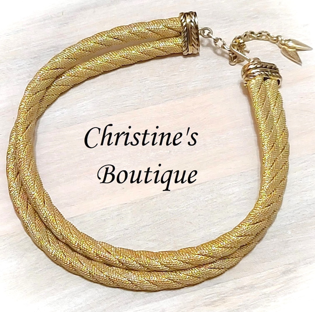 Vintage Mesh Necklace Braided Rope Chain Double Strand Choker Style ...