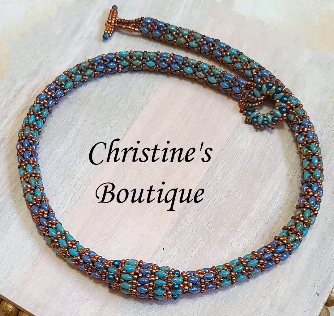 Hand Stitched Rope Necklace Pattern by Jill Wiseman Toggle Clasp Super ...