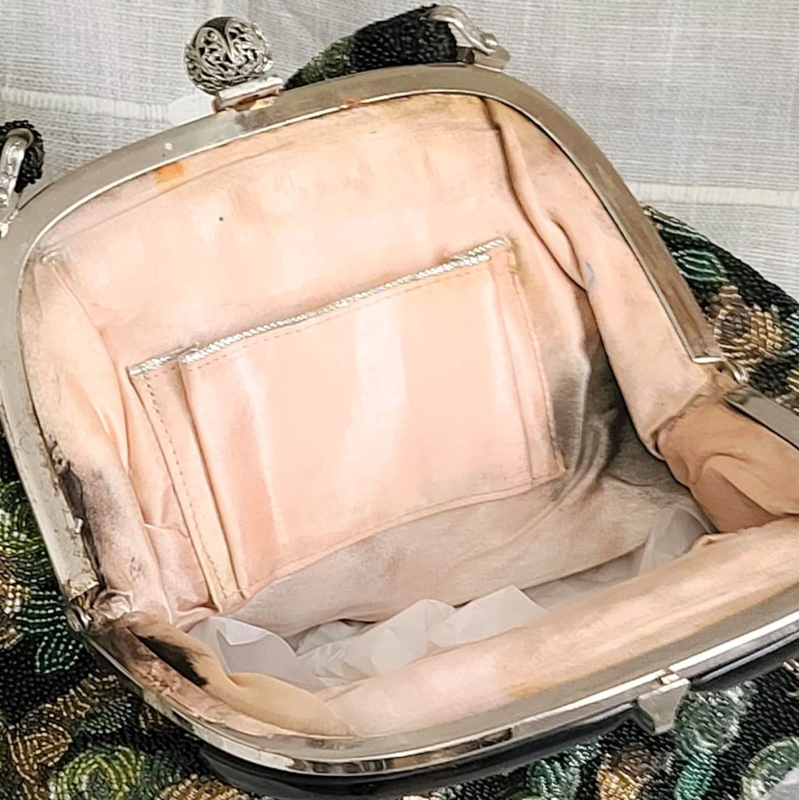 Vintage Beaded Handbag Purse Kiss Lock Closure With Bead Gray - Etsy