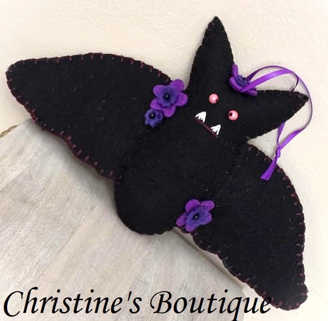 Bat Felt Ornament, Felt Bat, Halloween Bat Ornament, Felt Ornament ...
