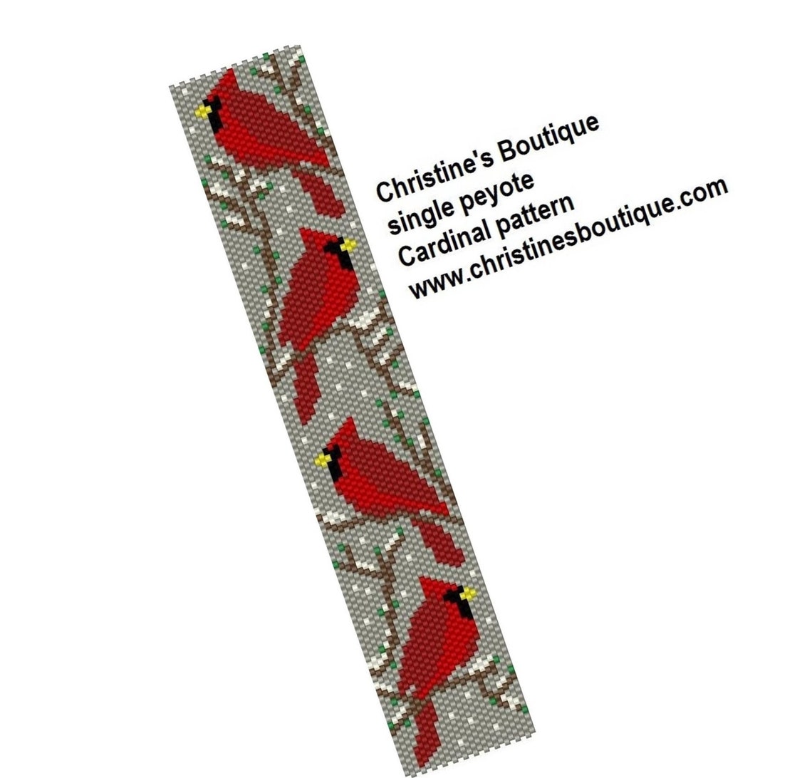 Single Peyote Stitch Cardinal Bird Bracelet Downloadable - Etsy