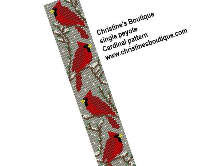 Single Peyote Stitch Cardinal Bird Bracelet Downloadable Pattern Miyuki ...