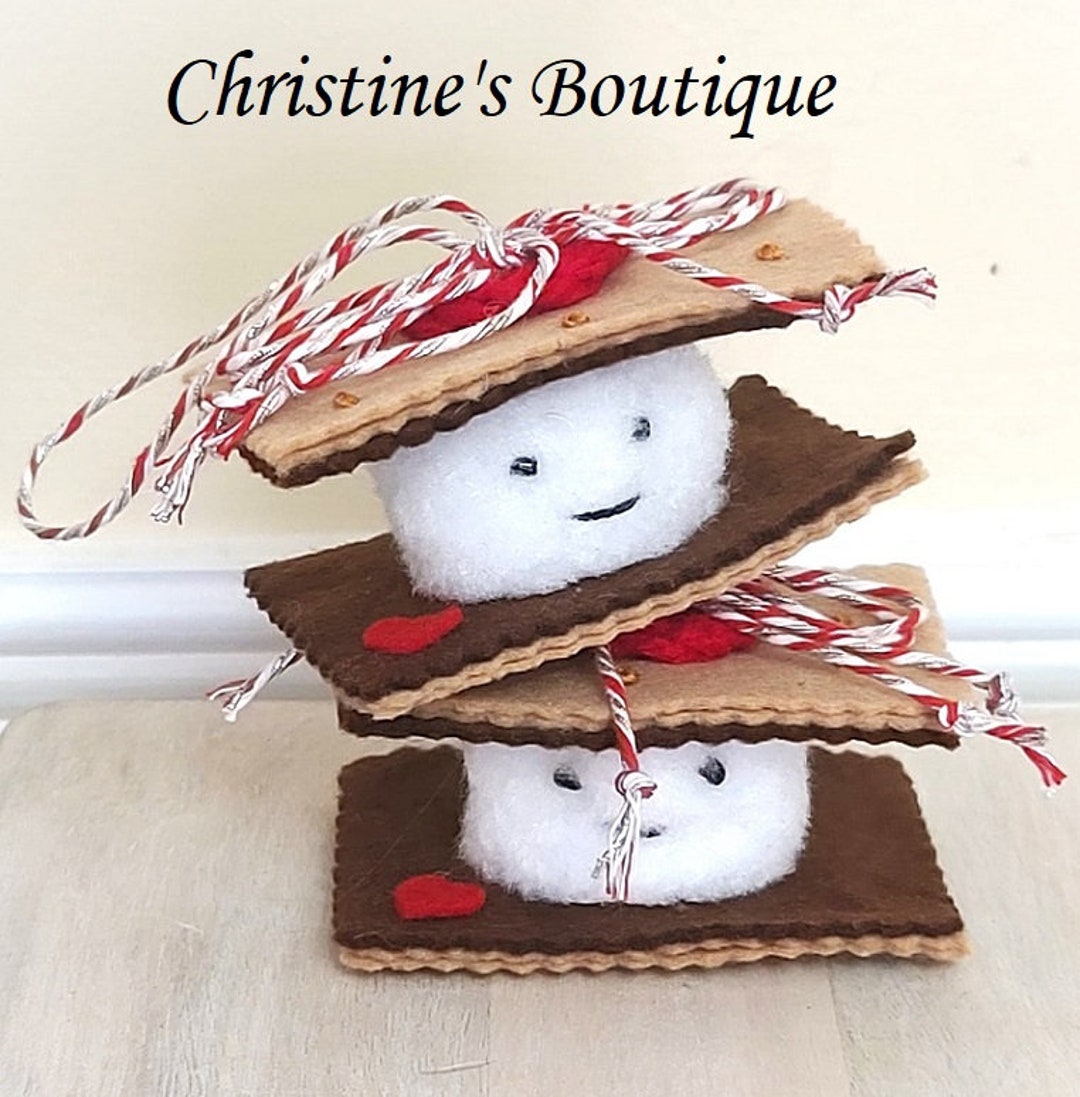 Handmade Felt Ornament, Felt Smore, Smore Ornament, Smores, Marshmallow ...