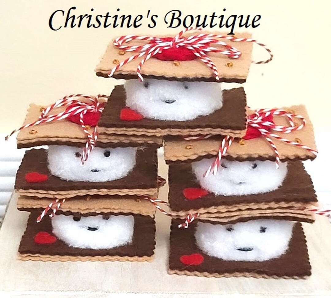 Handmade Felt Ornament, Felt Smore, Smore Ornament, Smores, Marshmallow ...