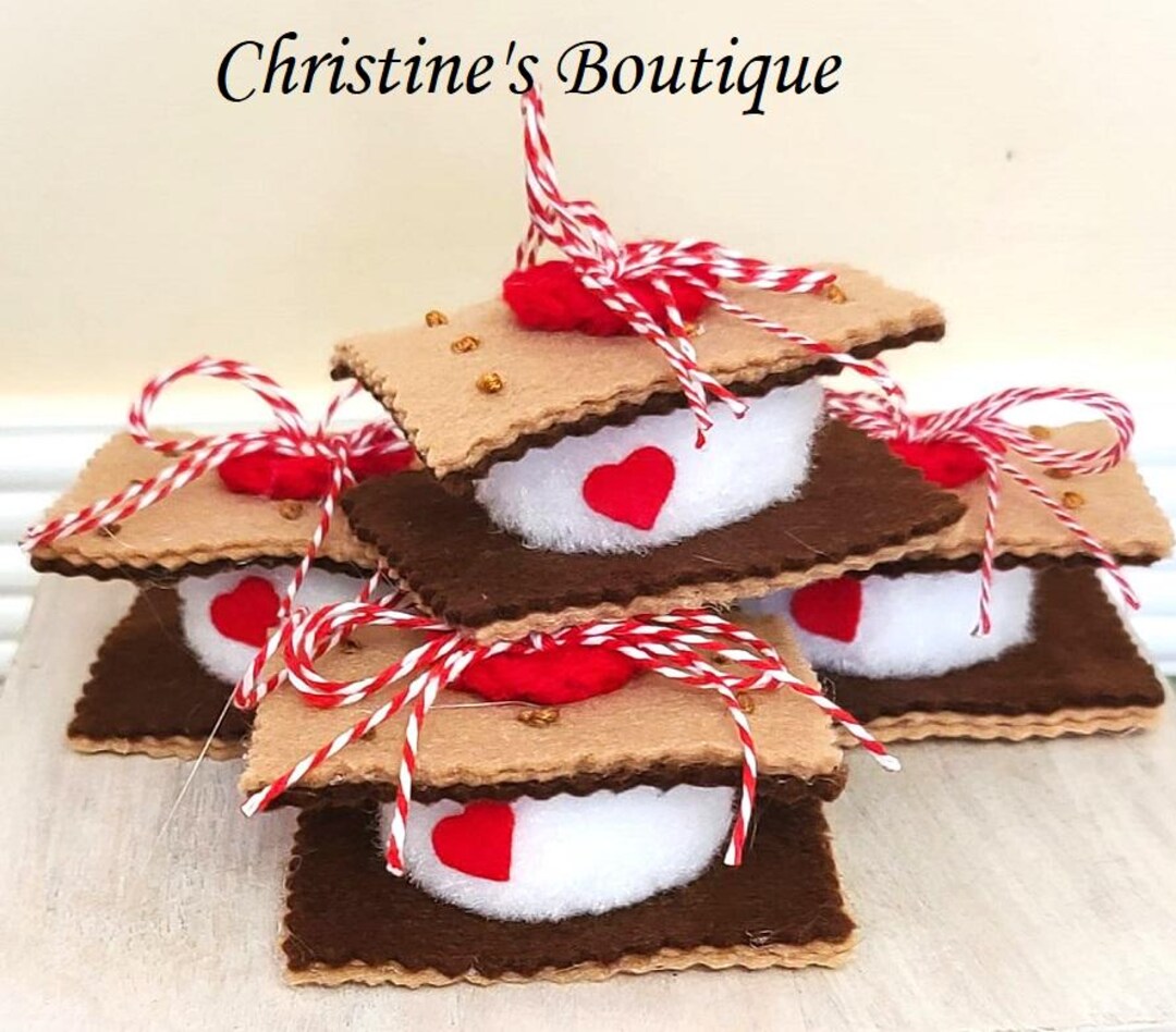 Handmade Felt Ornament, Felt Smore, Smore Ornament, Smores, Marshmallow ...