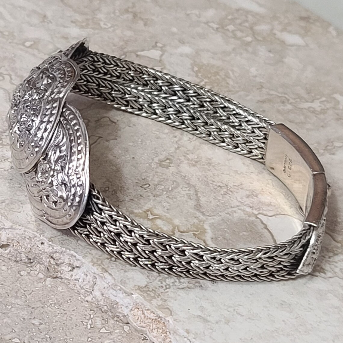 Braided Sterling Silver Bracelet, Floral Motif, 8 Inch - Etsy