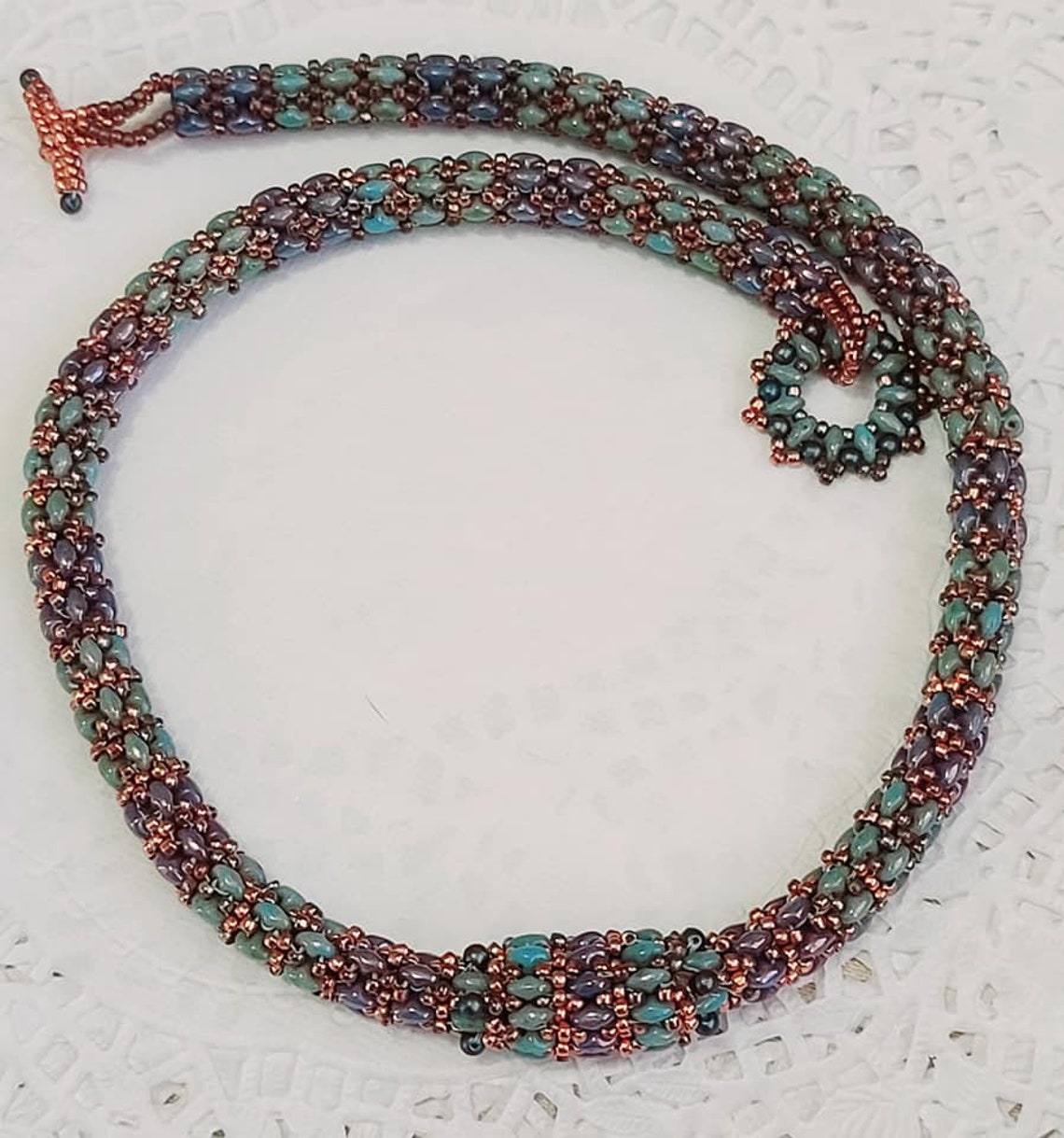 Hand Stitched Rope Necklace Pattern by Jill Wiseman Toggle - Etsy
