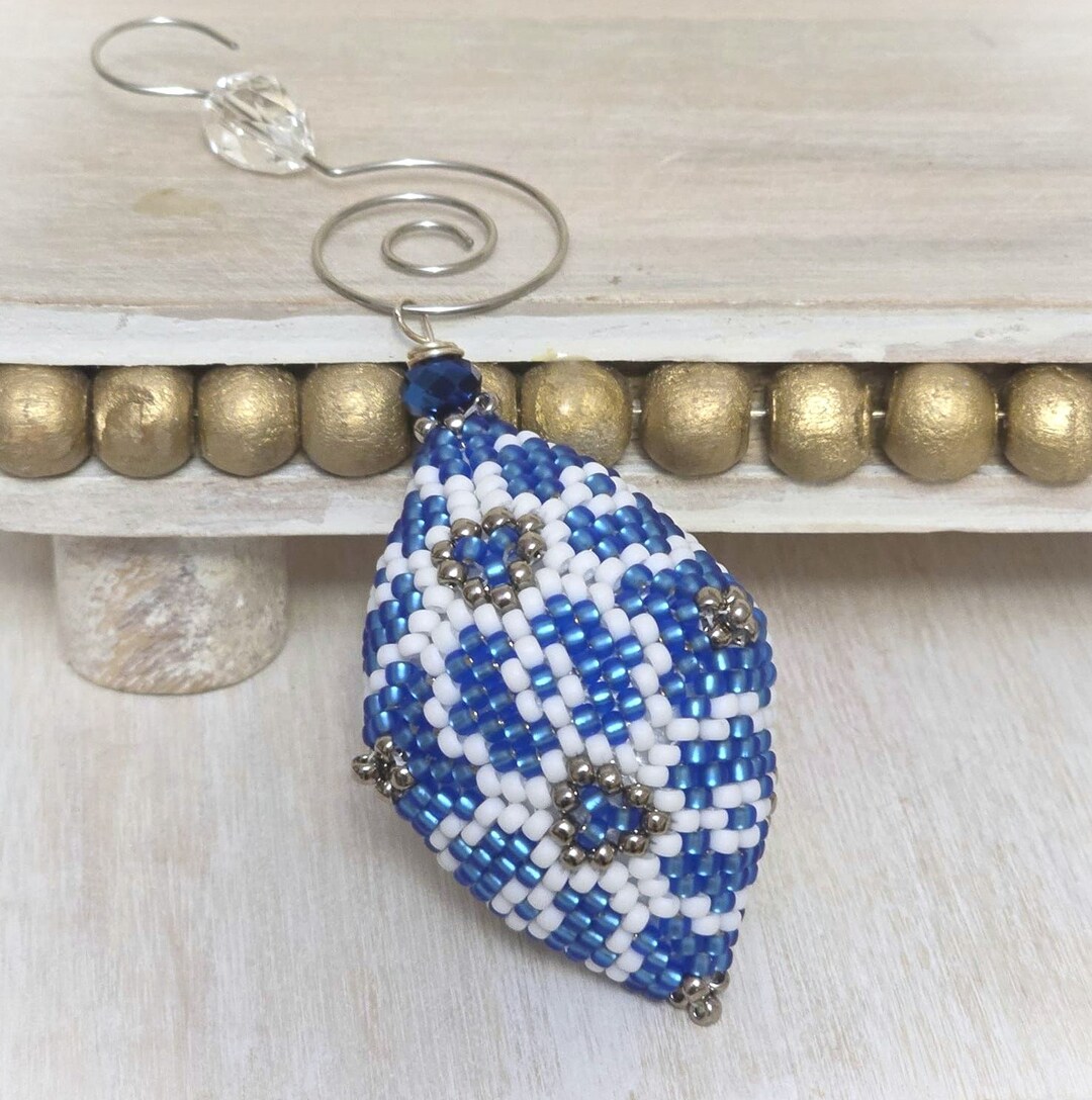 Handmade Beaded 3D Sphere Ornament, 3D Stuffed Sphere Shaped Blue ...