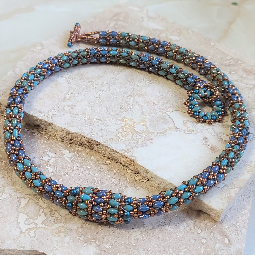 Hand Stitched Rope Necklace Pattern by Jill Wiseman Toggle - Etsy