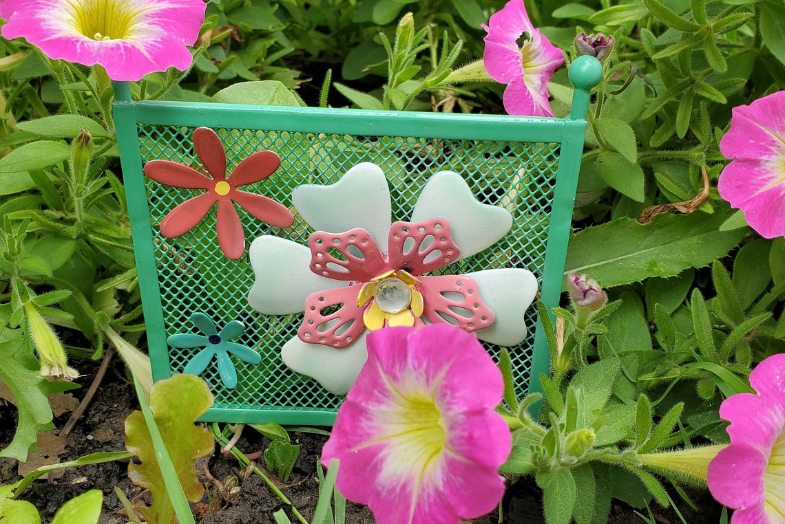 Fairy Garden Fence Mini Fence With Flowers Mini Trellis - Etsy