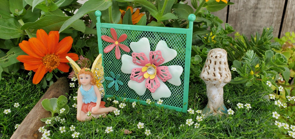 Fairy Garden Fence Mini Fence With Flowers Mini Trellis - Etsy