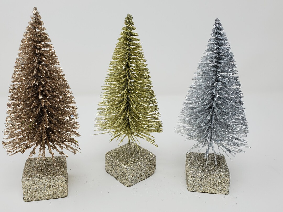 Mini Copper Color Christmas Tree With Glitter, Wire Tree, Fairy Garden ...