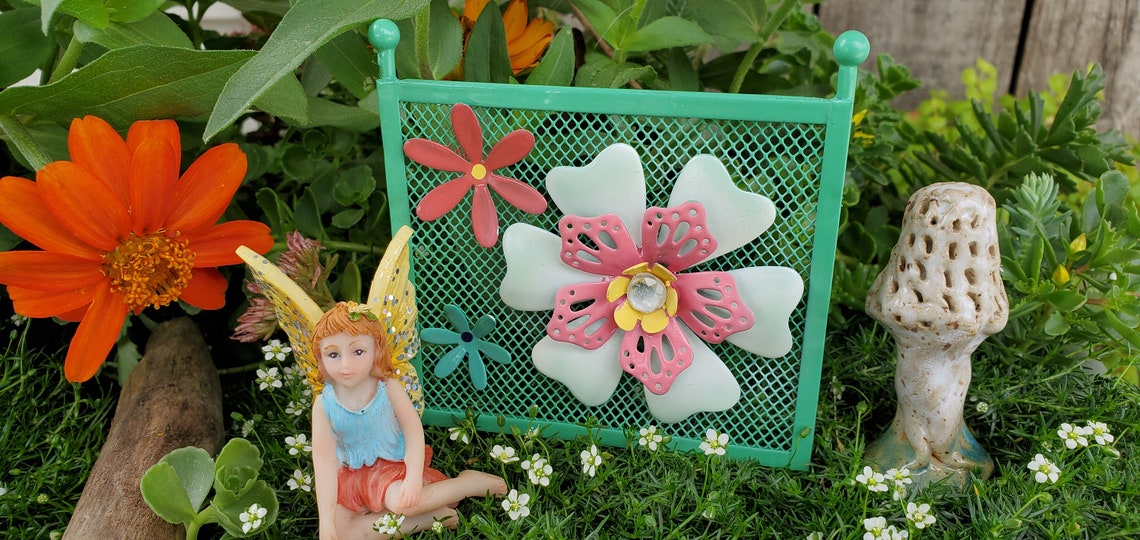 Fairy Garden Fence Mini Fence With Flowers Mini Trellis - Etsy