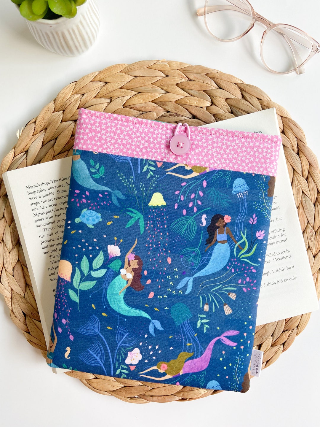 Mermaid Book Cover for Kids, Padded Book Sleeve Cute, Tablet Sleeve ...
