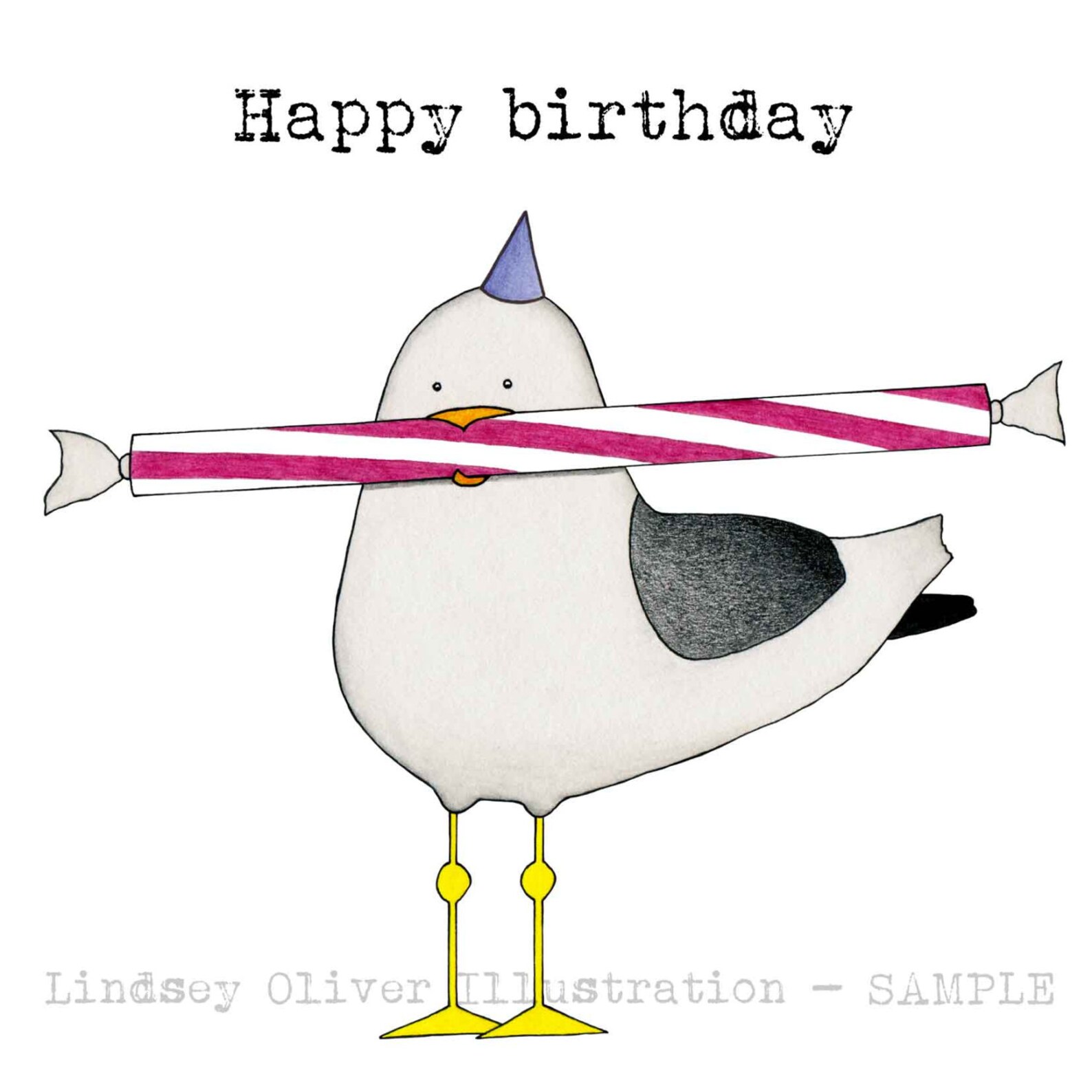 Birthday Card Seagull 'happy Birthday' Greeting Card - Etsy