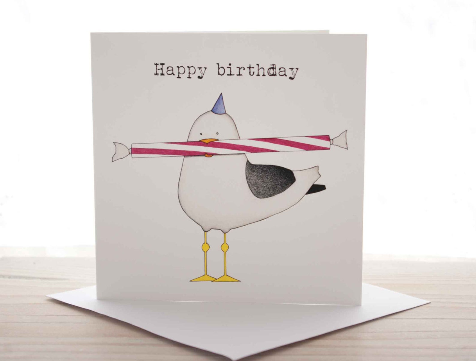 Birthday Card Seagull 'happy Birthday' Greeting Card - Etsy