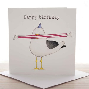 Birthday Card Seagull 'happy Birthday' Greeting Card - Etsy