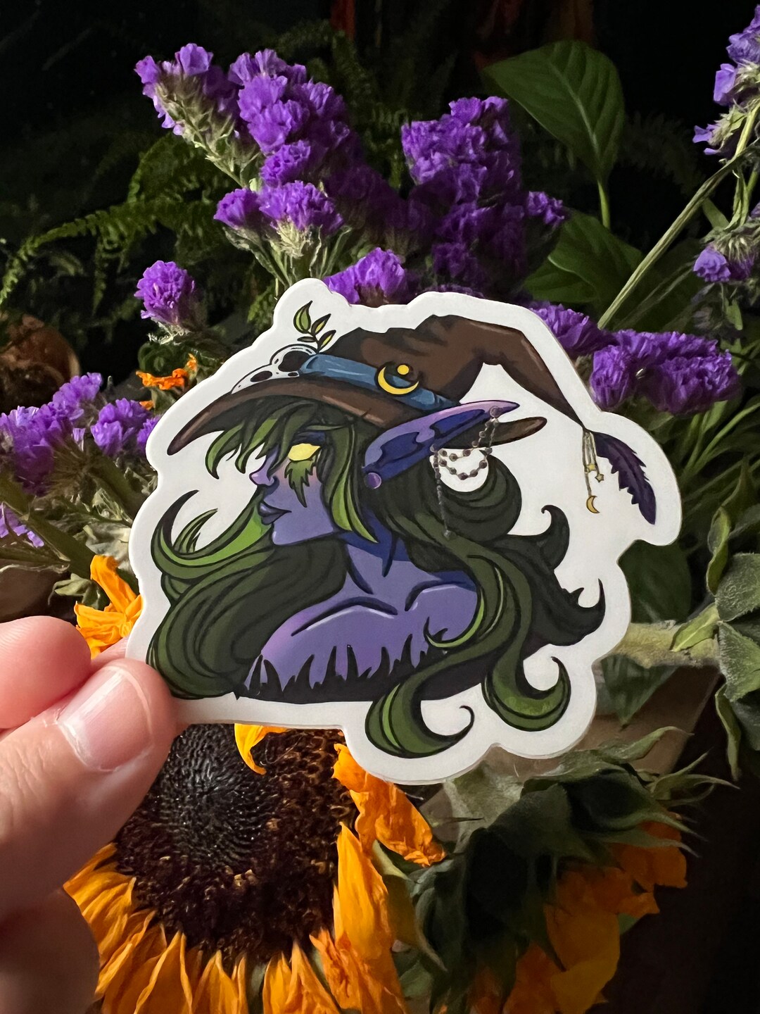 Dark Cottagecore Elf Witch Glossy Sticker - Etsy