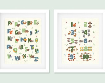 Woodland Animals Alphabet Poster Nursery Print Music Theme - Etsy