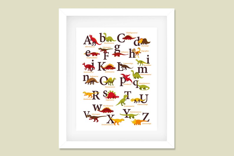Dinosaurs Alphabet Poster Nursery Print Dinosaurs theme | Etsy