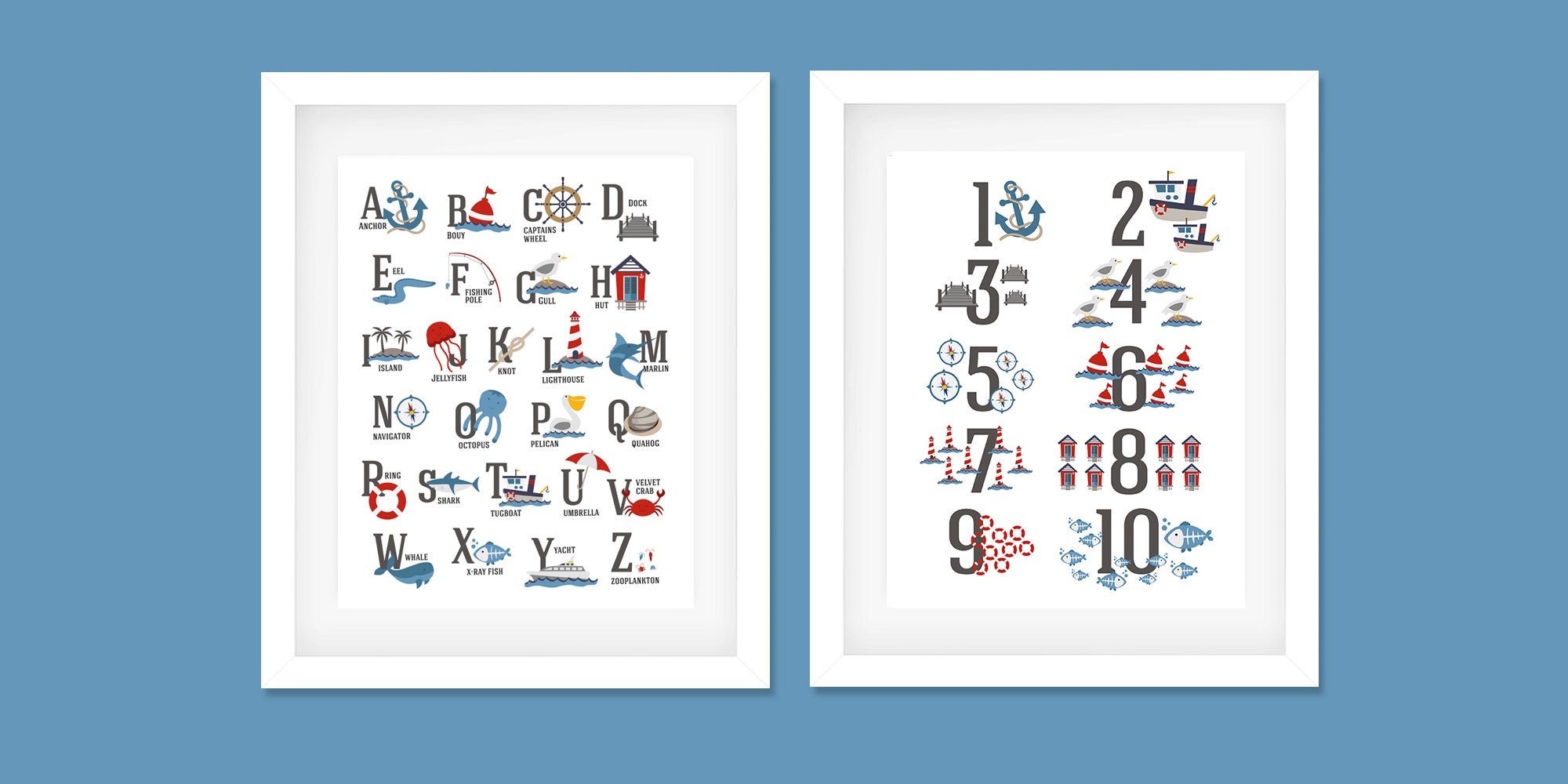 Nautical Alphabet Poster, Nursery Print, Nautical Theme, Printable ...