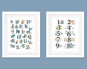 Nautical Alphabet Poster, Nursery Print, Nautical Theme, Printable ...