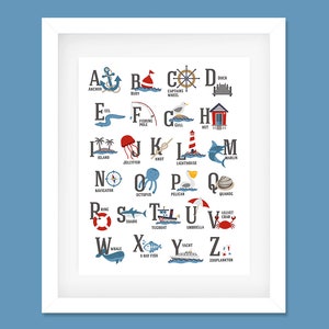Nautical Alphabet Poster, Nursery Print, Nautical Theme, Printable ...