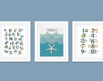 Ocean Alphabet Poster Nursery Print Ocean Theme Printable - Etsy