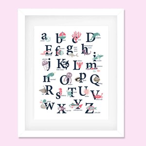Ocean Alphabet Poster Pink, Nursery Print, Ocean Theme, Printable ...