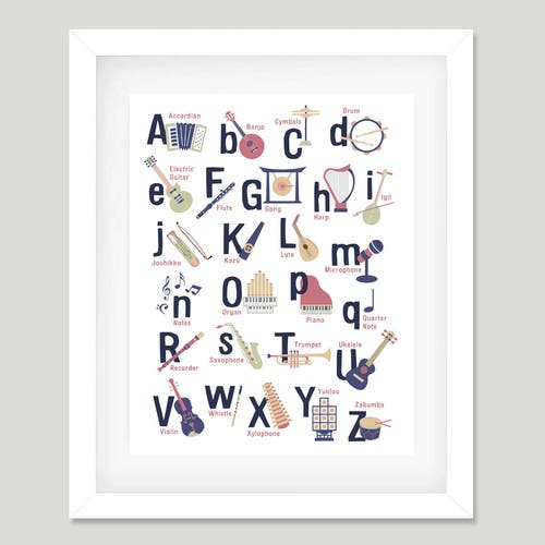 Musical Instruments Alphabet Poster Nursery Print Music - Etsy Canada
