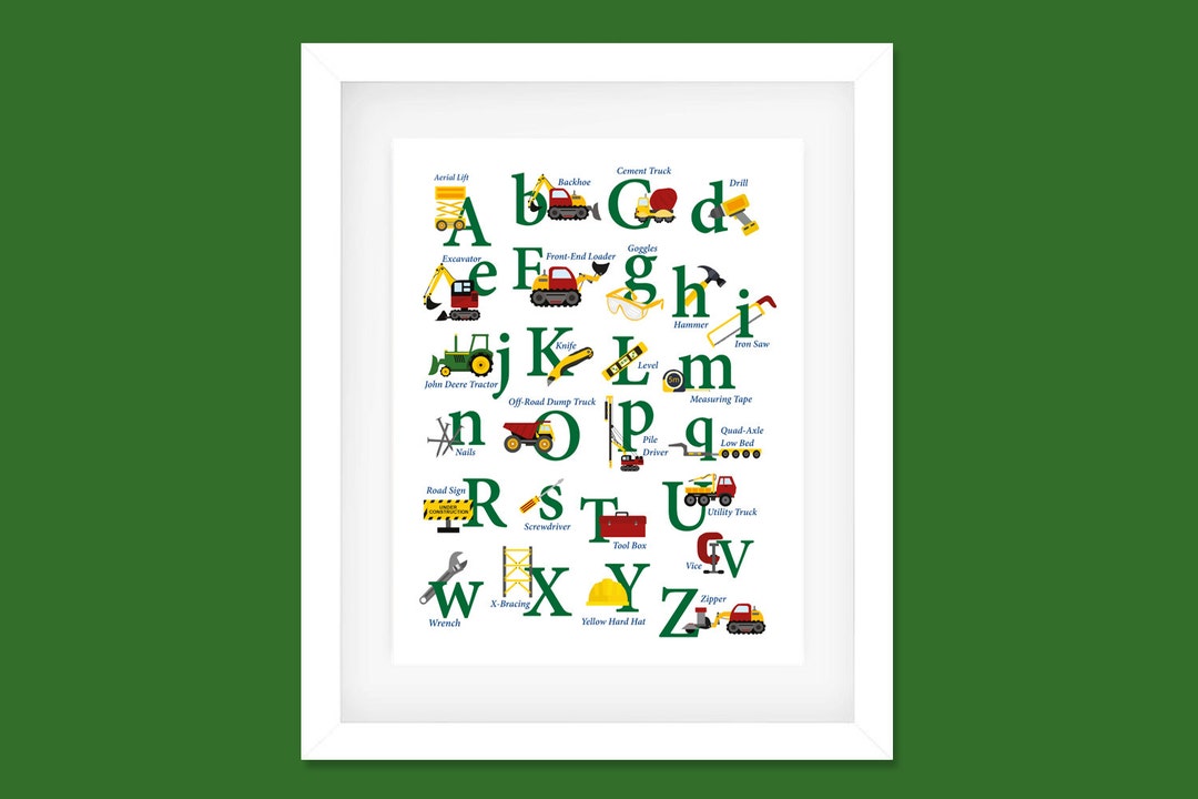 Construction Alphabet Poster Nursery Print Construction - Etsy Hong Kong