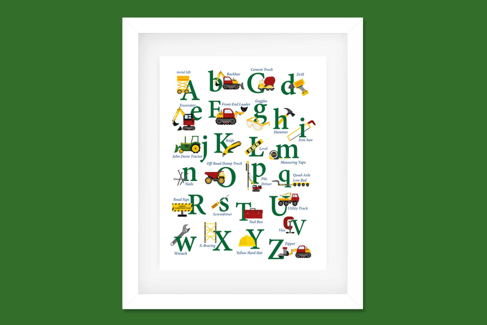 Construction Alphabet Poster Nursery Print Construction - Etsy Hong Kong
