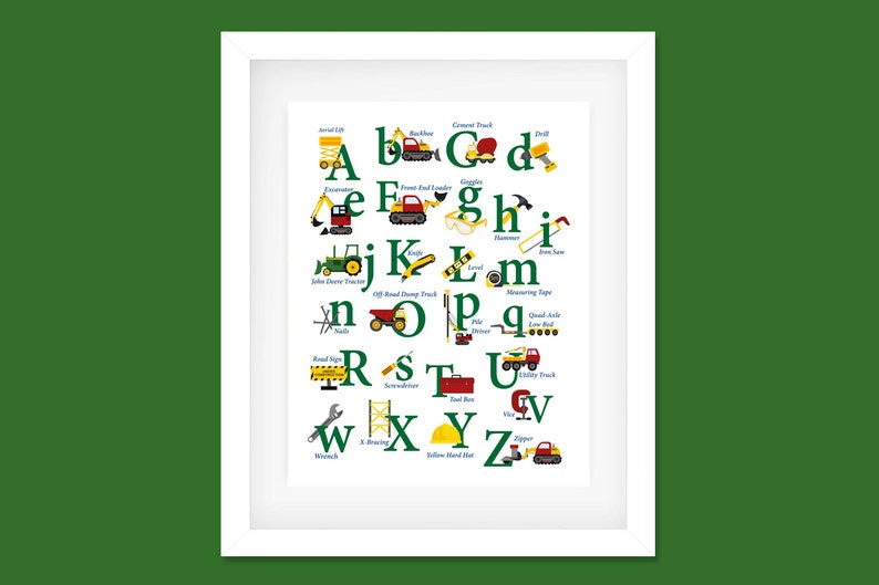 Construction Alphabet Poster, Nursery Print, Construction Theme ...