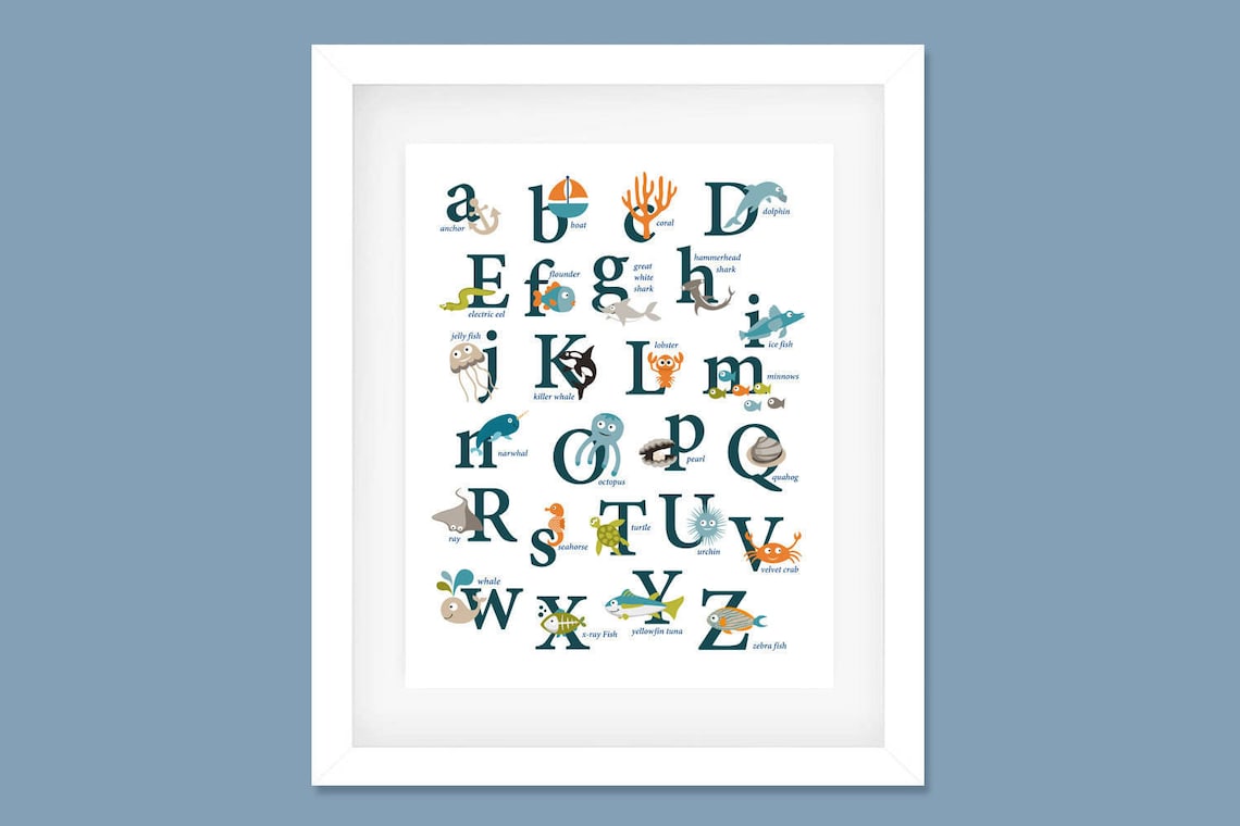 Ocean Alphabet Poster, Nursery Print, Ocean Theme, Printable Instant ...