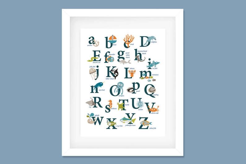 Ocean Alphabet Poster, Nursery Print, Ocean Theme, Printable Instant ...