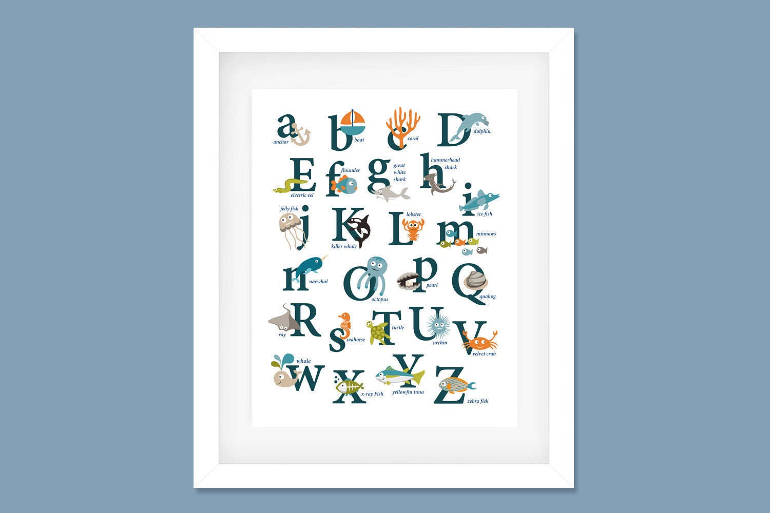Ocean Alphabet Poster, Nursery Print, Ocean Theme, Printable Instant ...