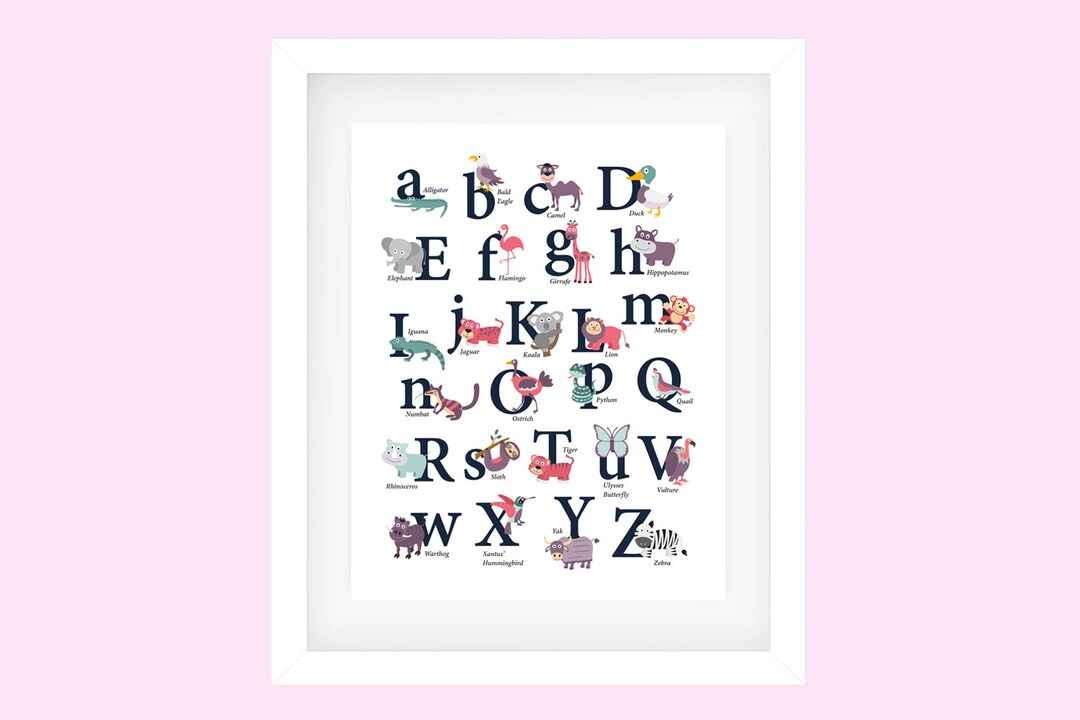 Safari Pink Alphabet Poster, Nursery Print, Safari Theme, Printable ...