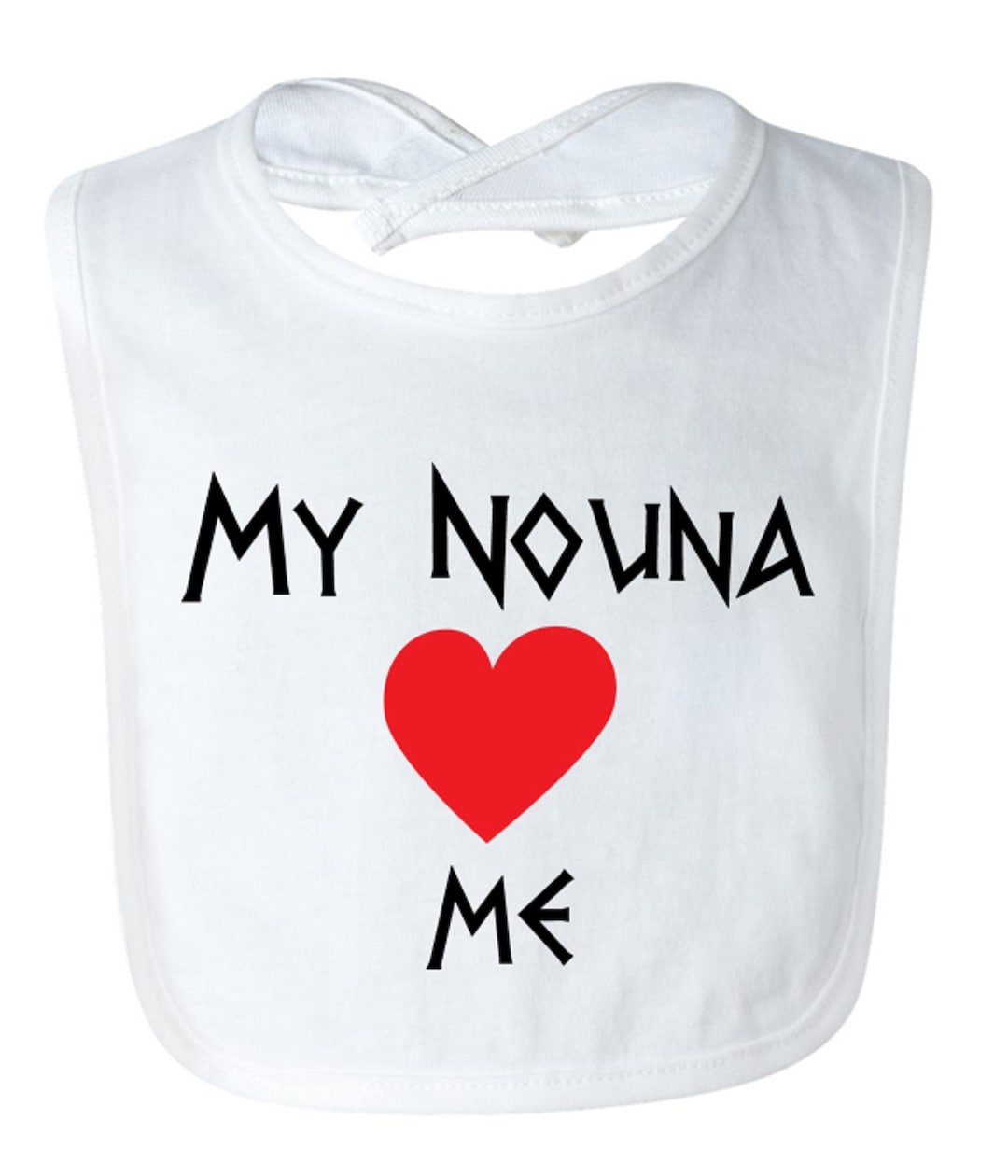 Bib - My Nouna and My Nouno Loves Me - Child Infant Greek Feeding Bib ...