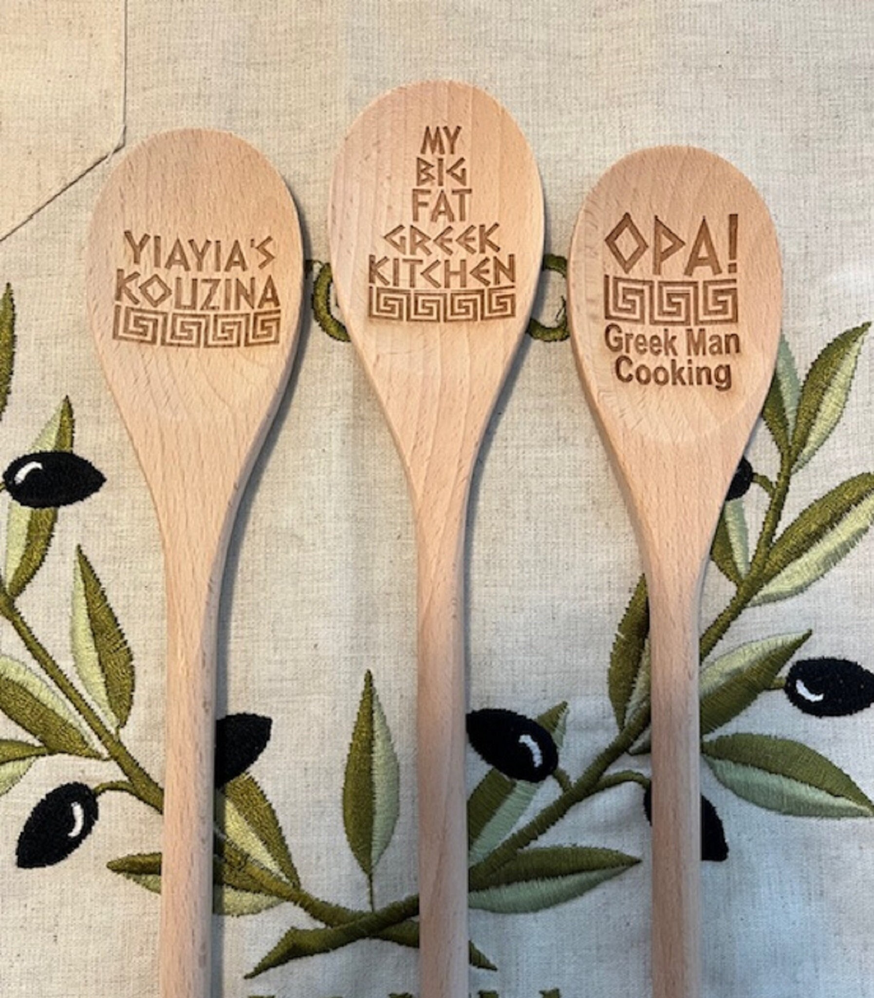 Greek Themed Engraved Wooden Spoon - See All Styles - Etsy