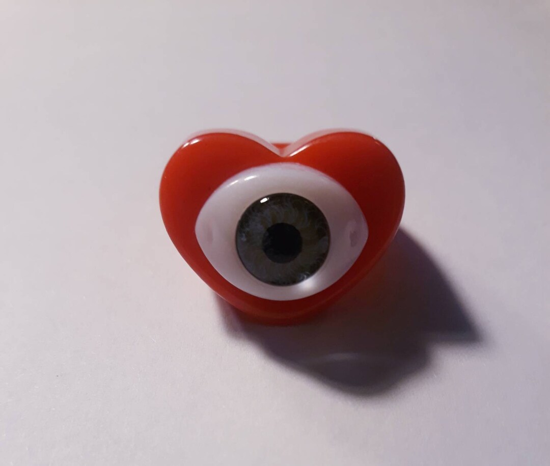 Acrylic Red Heart Eyeball Ring - Etsy