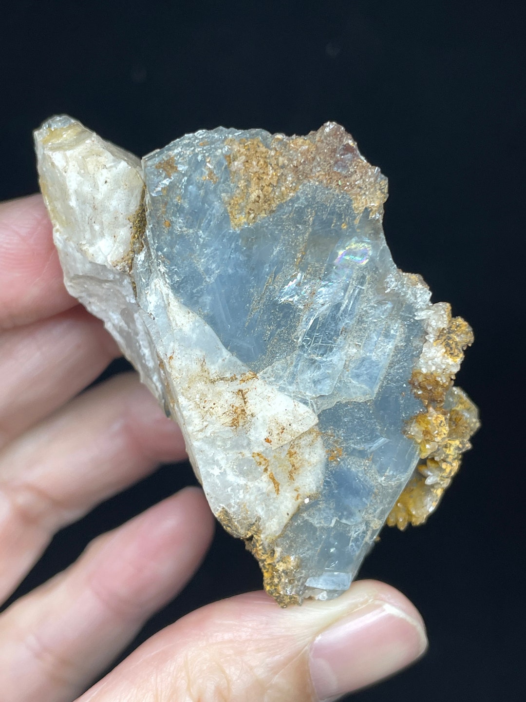 Raw Blue Barite Gemmy Specimen From Morocco TC81 W/ Crystal Info Card ...