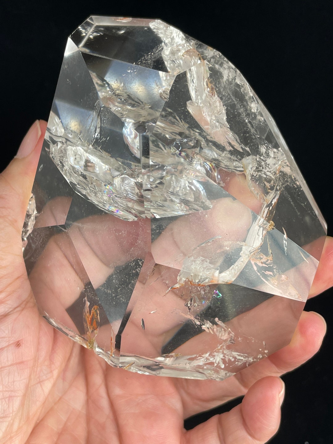 1.1 Lb High Vibration Rainbows Semi Polished Clear Quartz Geometric ...