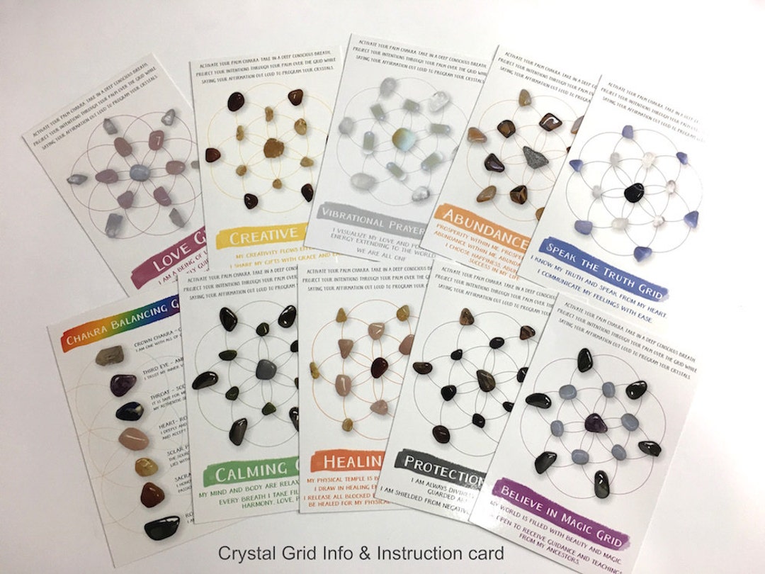 Set of 10 Assorted Crystal Grid Cards * Free Ship - Etsy