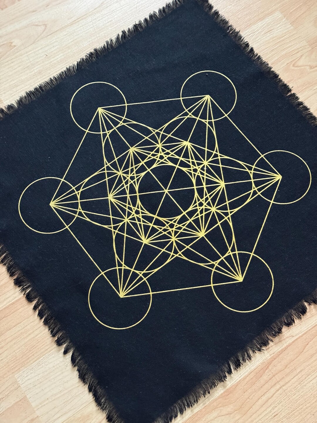 Black Linen Metatron Sacred Geometry Crystal Grid Altar Cloth USA FREE ...