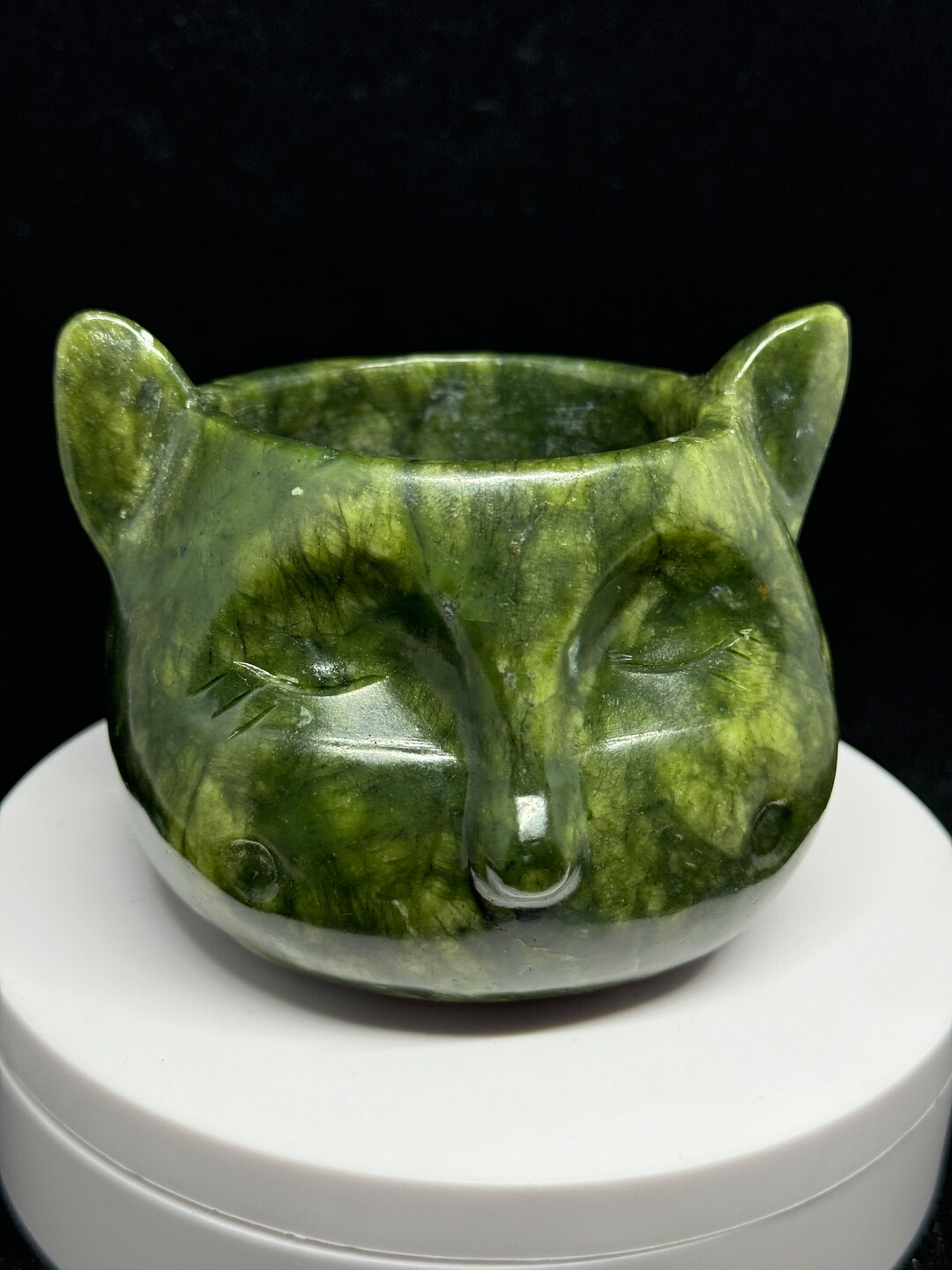 Nephrite Jade Cute Cat Cup Plantertp44 Love Stone Spirit Animal Totem ...
