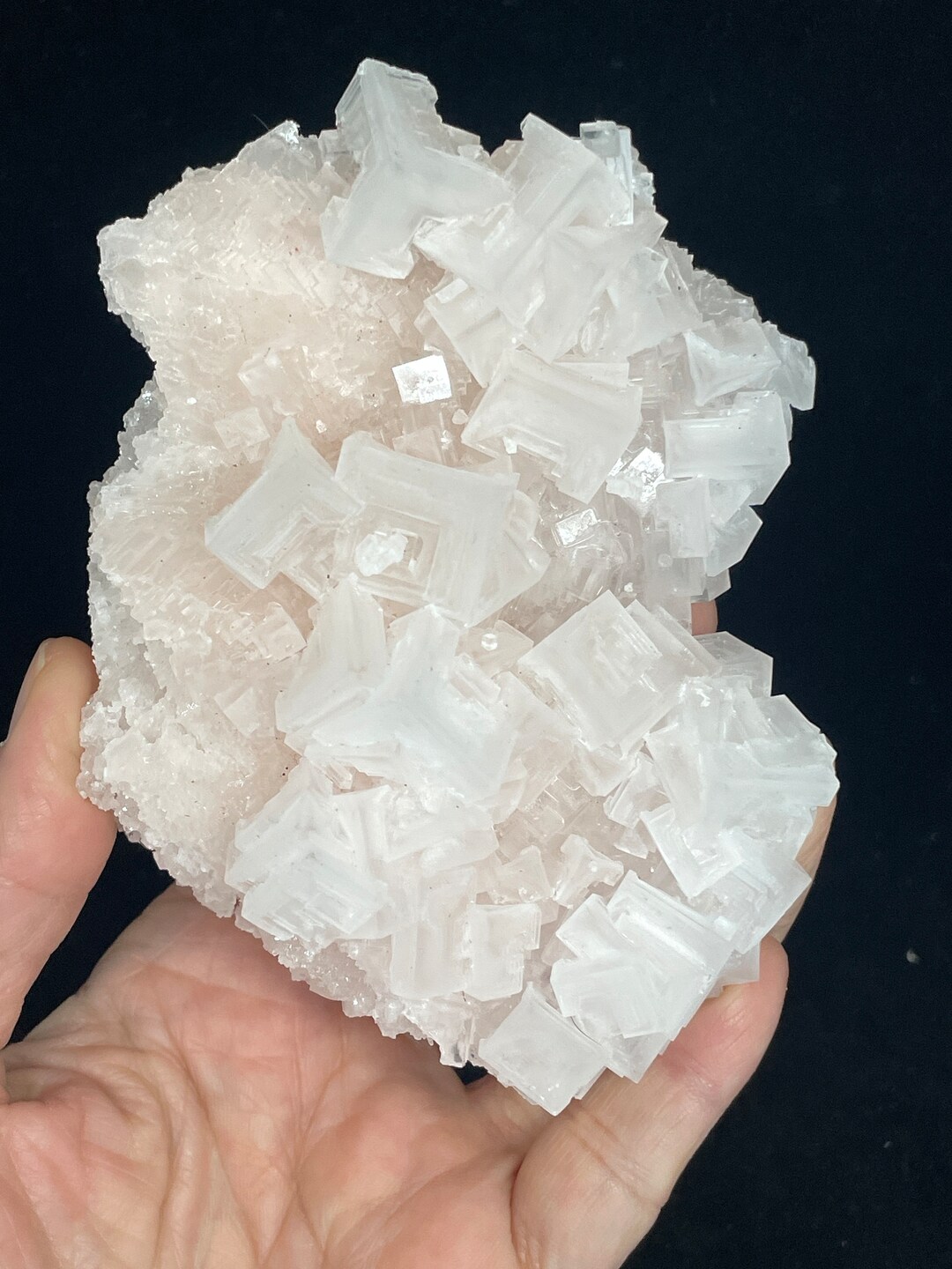 Large Pink Halite Cluster From Trona, California With Crystal Info Card ...